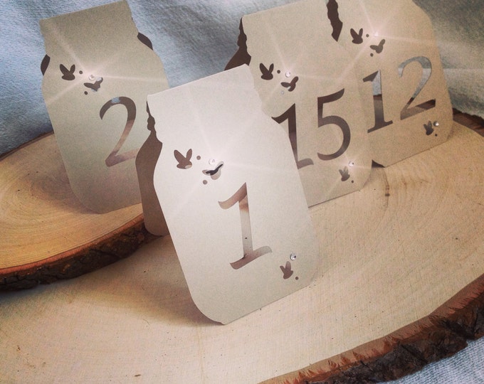Mason Jar and Fireflies Table Numbers. Set of 10. - Etsy