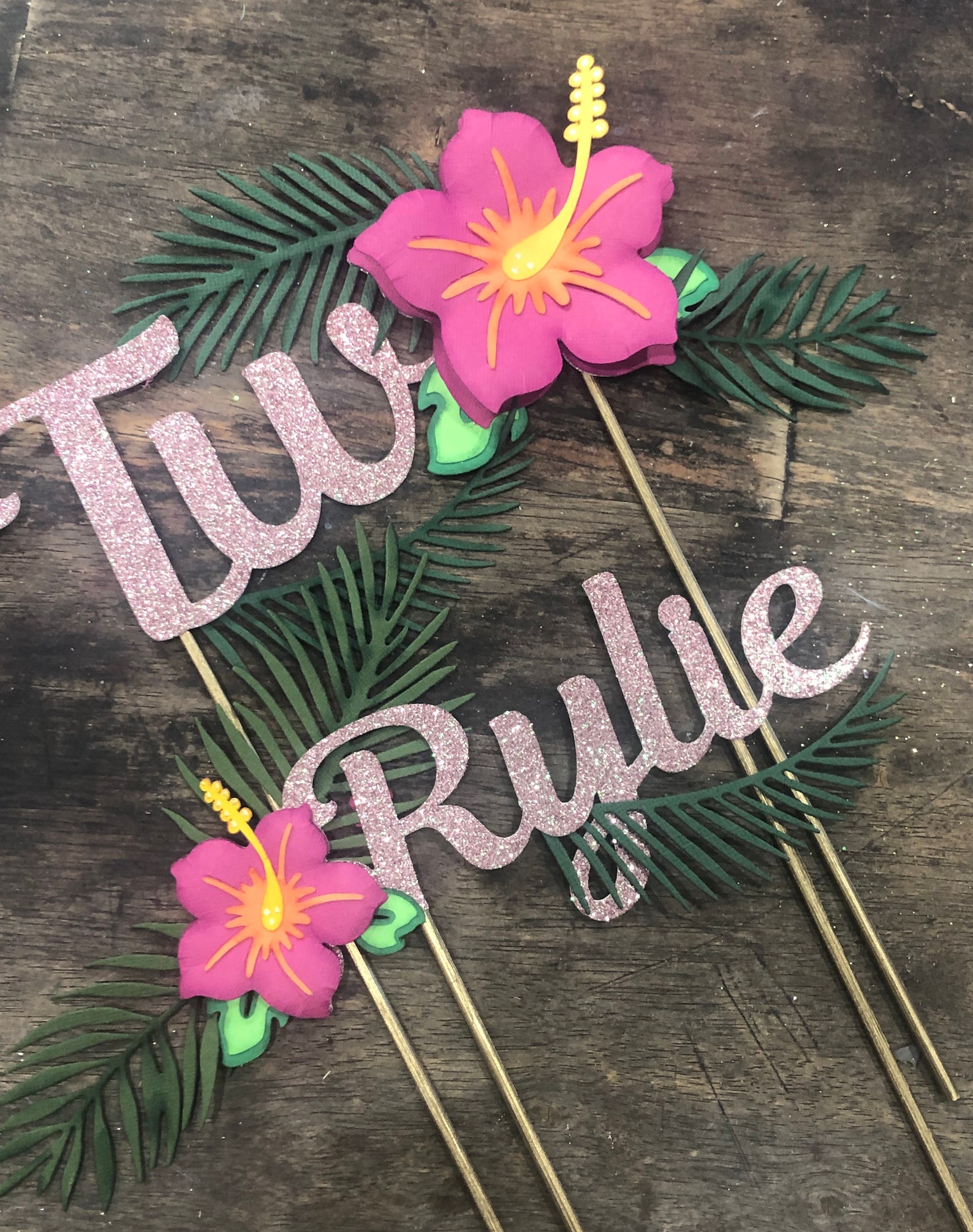 Aloha Cake Topper Tropical Birthday Luau First Birthday Cake Etsy