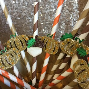 Pumpkin and Acorn Fall Straws. Thanksgiving Straws. Autumn Straws ...