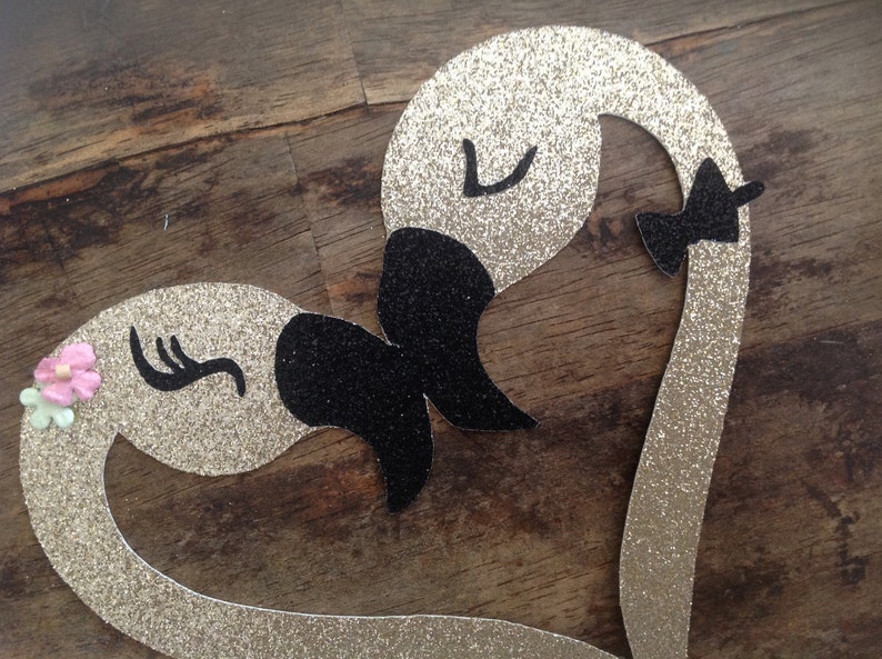 Flamingo Heart Cake Topper: Glitter Engagement, Wedding, Bridal Shower ...