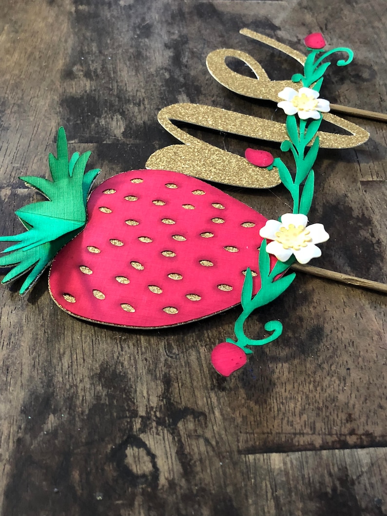 Strawberry Cake Topper. Strawberry Birthday Cake Topper. Fruit | Etsy