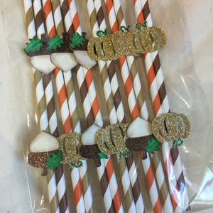 Pumpkin and Acorn Fall Straws. Thanksgiving Straws. Autumn Straws ...