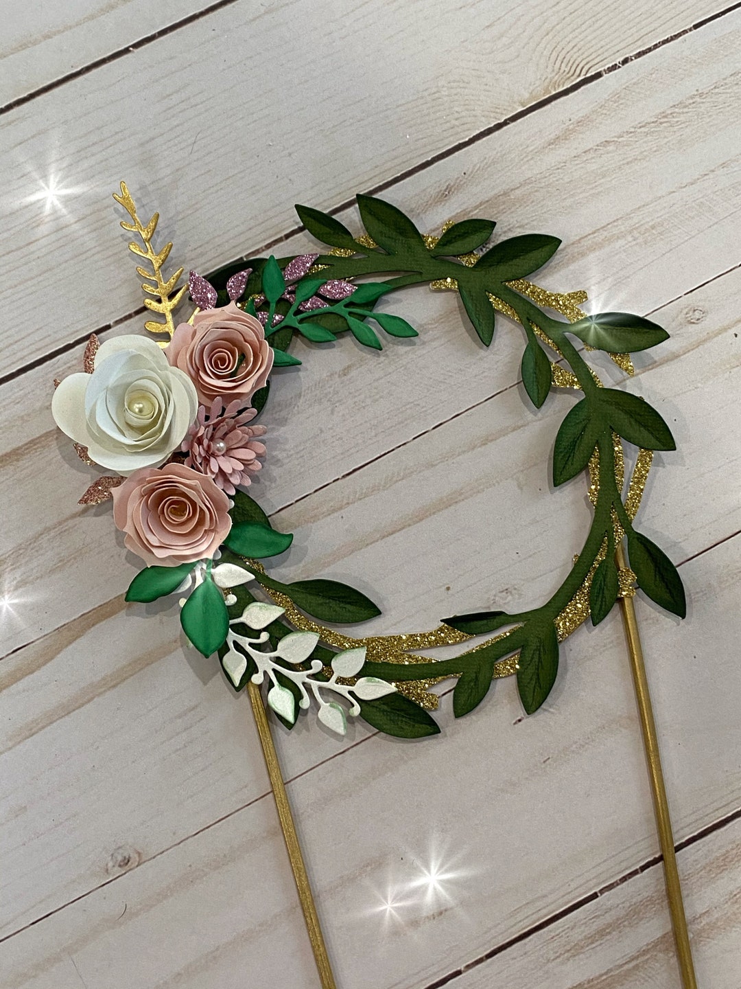 Flower Wreath Birthday Cake Topper - Etsy