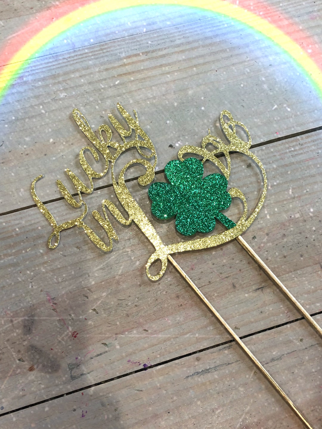 Glitter Lucky in Love Cake Topper. Bridal Shower Cake Topper. Lucky in ...
