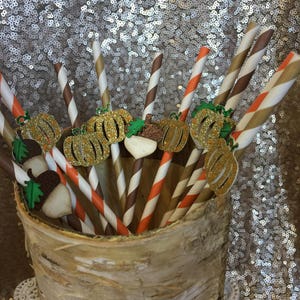 Pumpkin and Acorn Fall Straws. Thanksgiving Straws. Autumn Straws ...