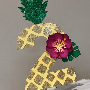 Pineapple Number Cake Topper.birthday Cake Topper, Tropical Luau Cake ...