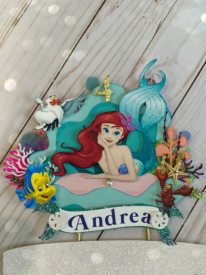 Little Mermaid inspired cake topper. Ariel Cake Topper. | Etsy