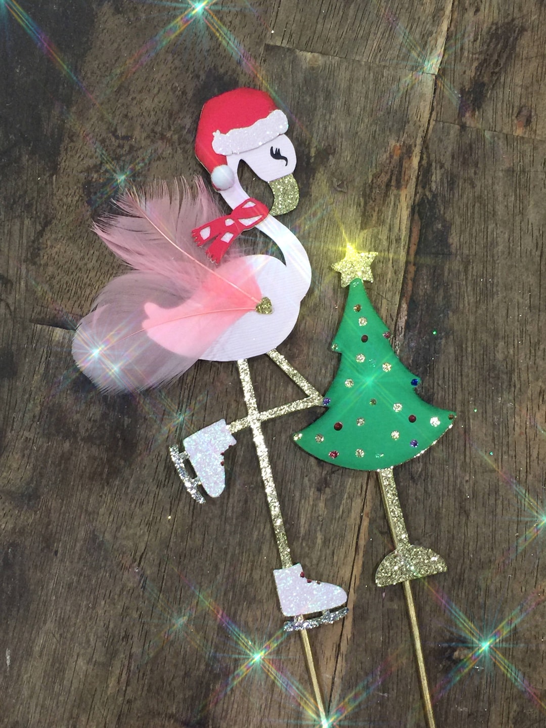 Christmas Cake Topper. Flamingo Christmas Cake Topper Holiday Cake ...