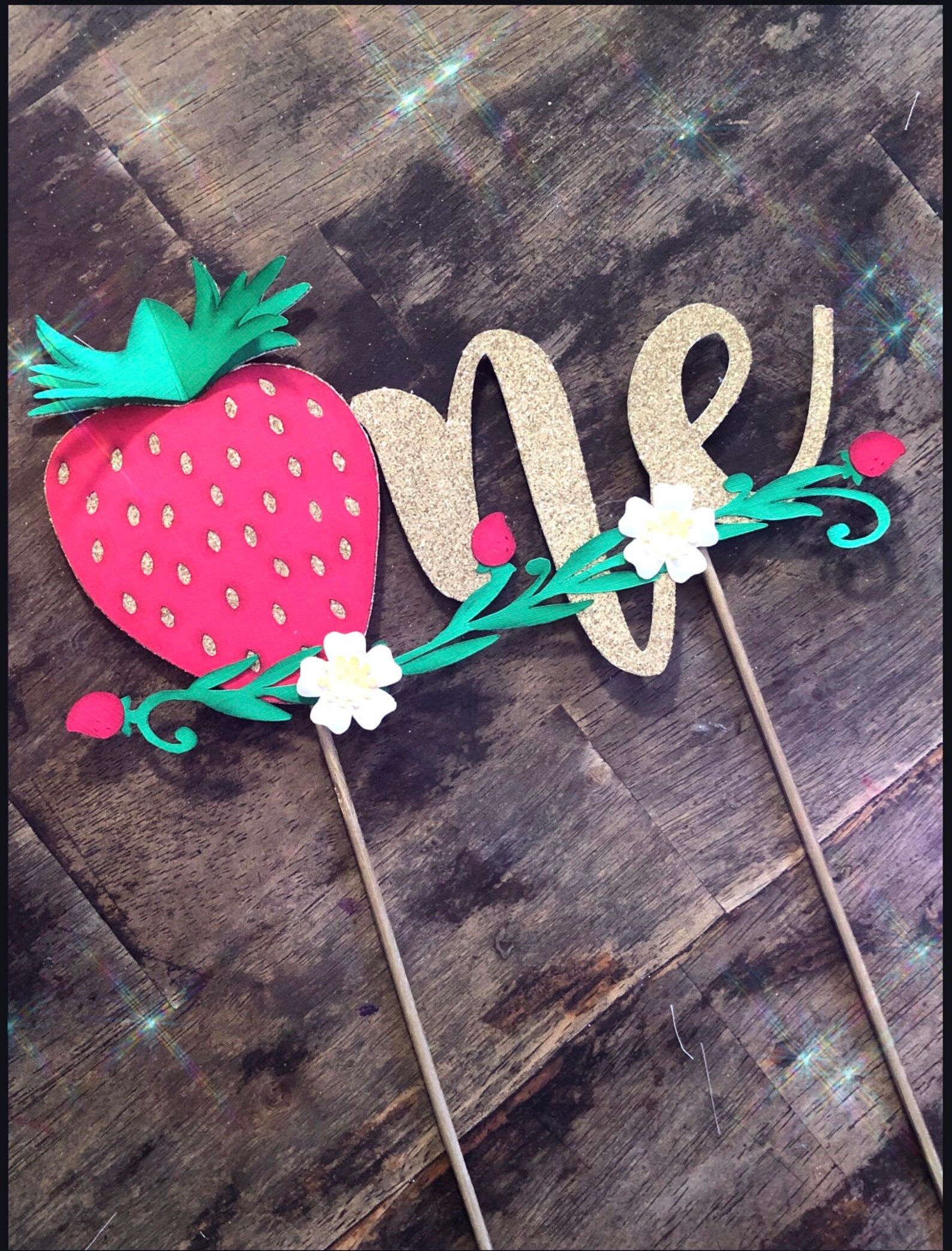 Strawberry Cake Topper. Strawberry Birthday Cake Topper. Fruit | Etsy