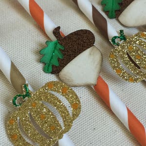 Pumpkin and Acorn Fall Straws. Thanksgiving Straws. Autumn Straws ...