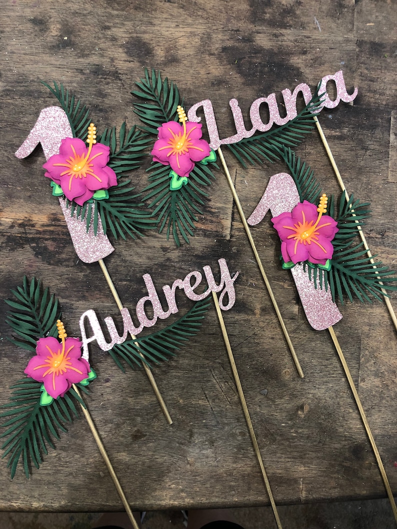 Aloha Cake Topper Tropical Birthday Luau Birthday Cake Etsy