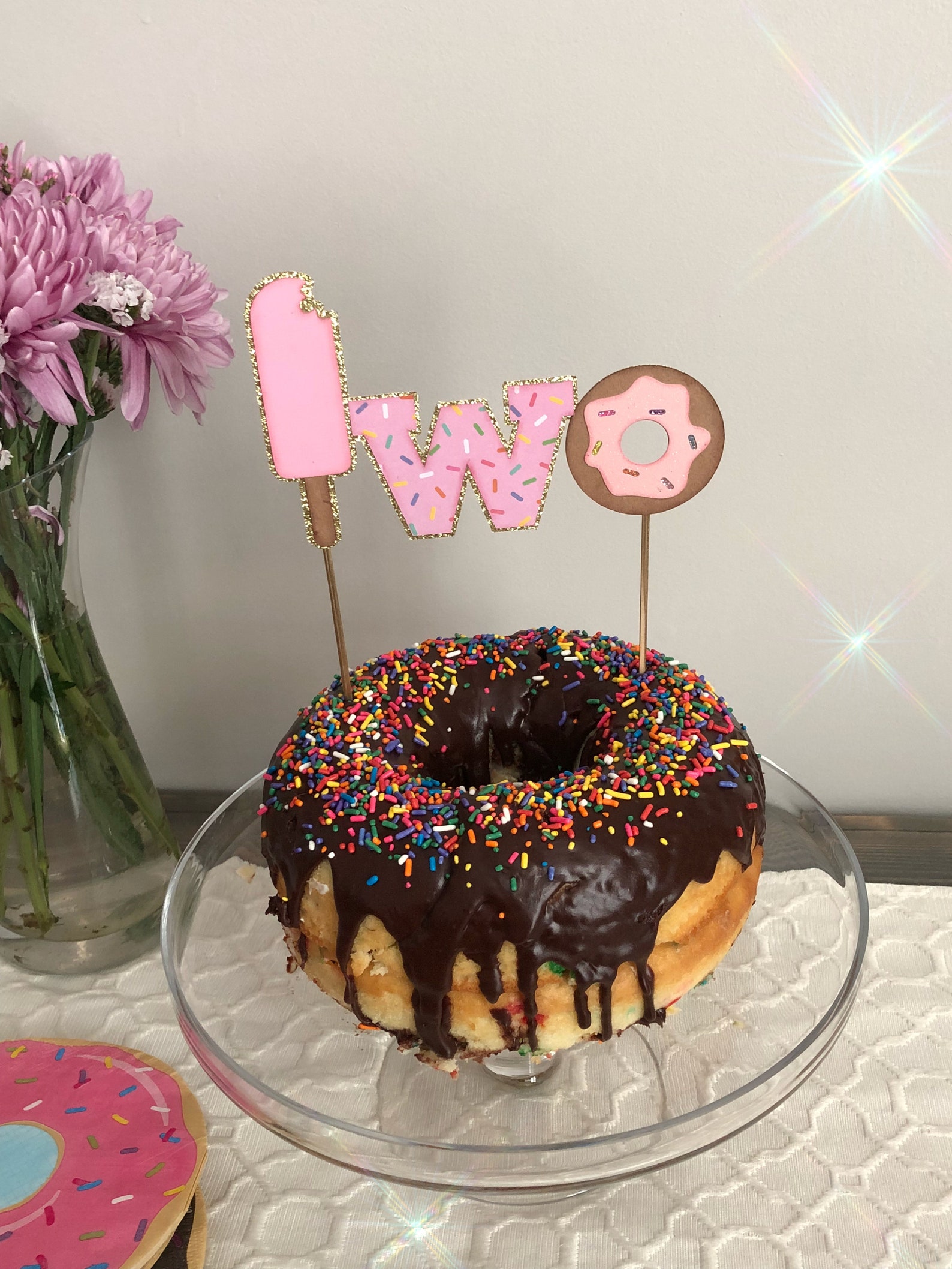 Donut Cake Topper. 2nd Birthday Cake Topper Two Sweet Cake - Etsy