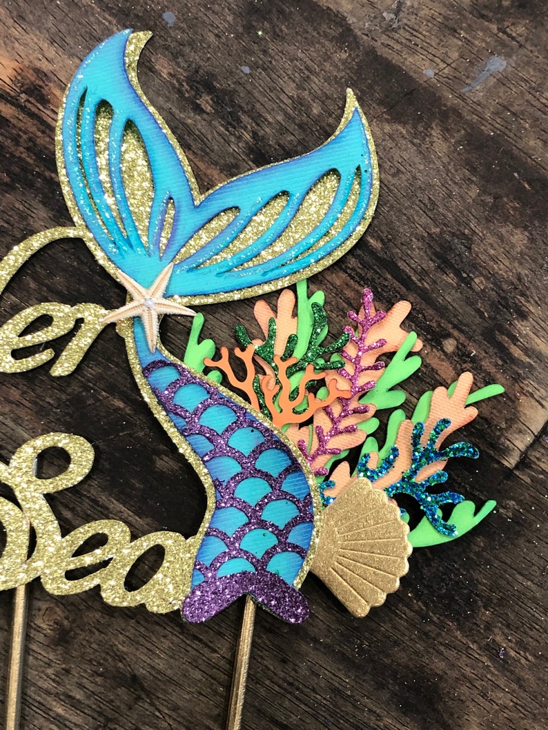 Gold Glitter Mermaid Cake Topper: Under the Sea Birthday Party - Etsy