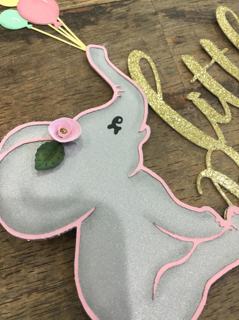 Little Peanut Elephant Cake Topper: Gold Glitter Baby Shower Decor - Etsy