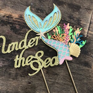 Gold Glitter Mermaid Cake Topper: Under the Sea Birthday Party - Etsy