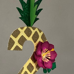 Pineapple Number Cake Topper.birthday Cake Topper, Tropical Luau Cake ...