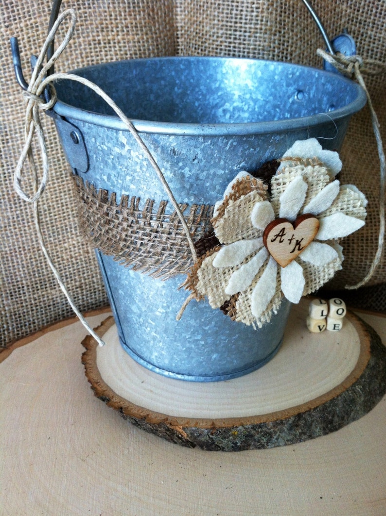 Rustic Country Flower Girl Pail Basket - Etsy