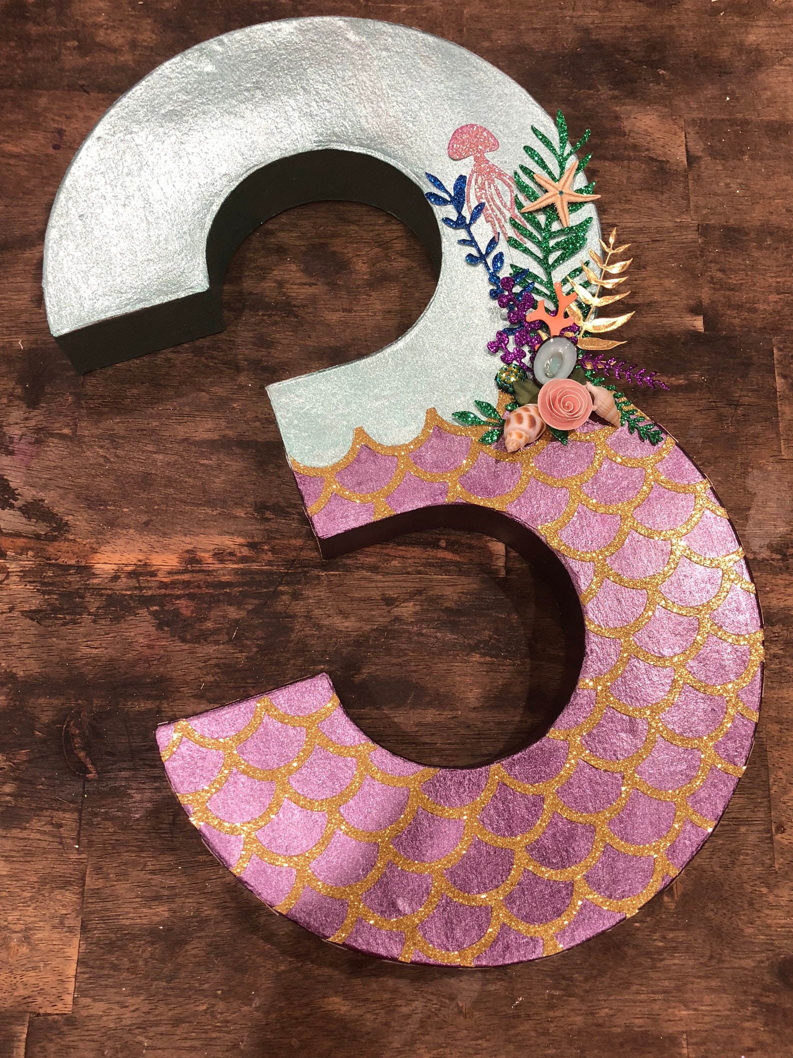 Mermaid Theme Number Photo Prop. Mermaid Party Decoration - Etsy