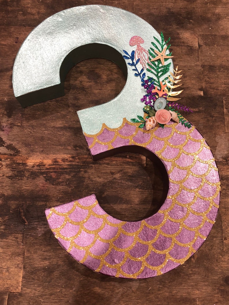 Mermaid Theme Number Photo Prop. Mermaid Party Decoration - Etsy
