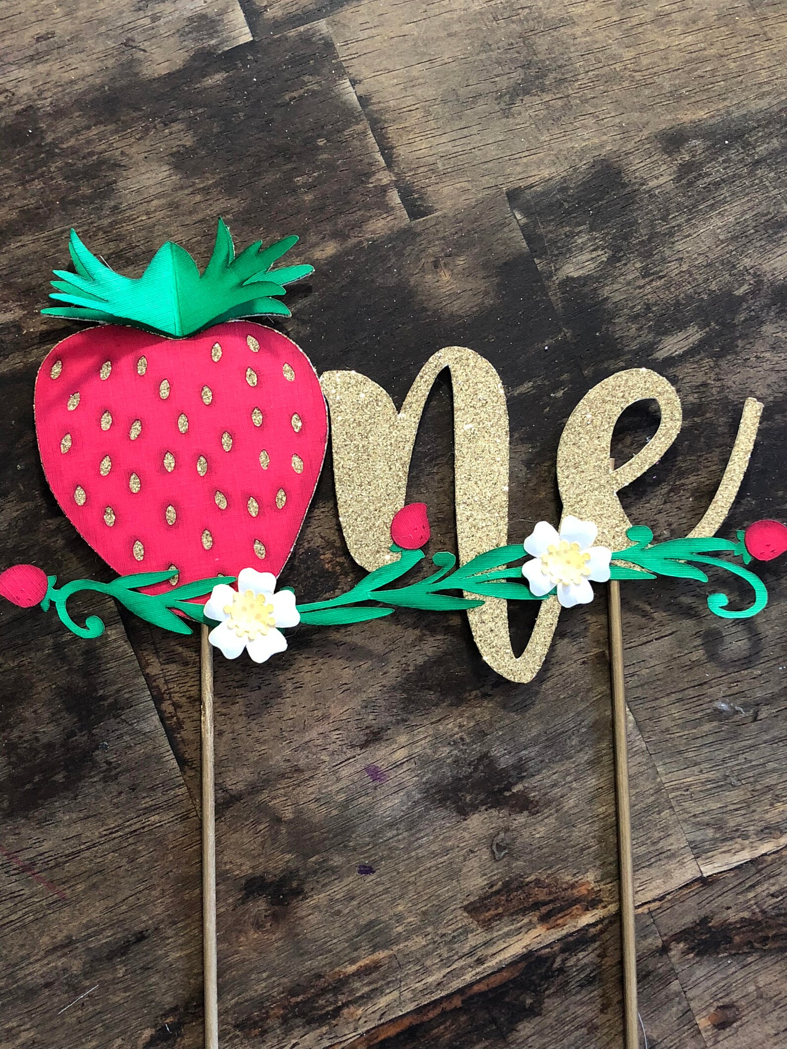Strawberry Cake Topper. Strawberry Birthday Cake Topper. Fruit | Etsy
