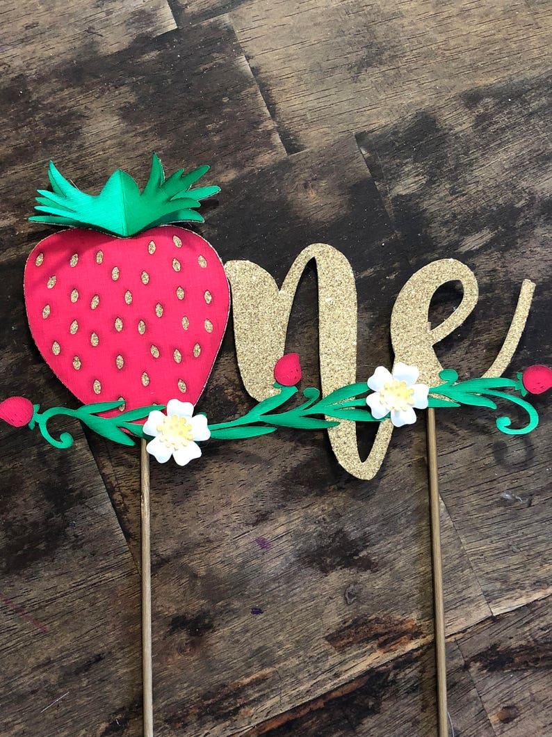 Strawberry Cake Topper. Strawberry Birthday Cake Topper. Fruit | Etsy