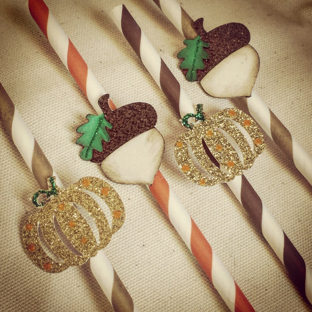 Pumpkin and Acorn Fall Straws. Thanksgiving Straws. Autumn Straws ...