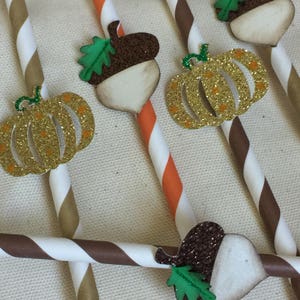 Pumpkin and Acorn Fall Straws. Thanksgiving Straws. Autumn Straws ...
