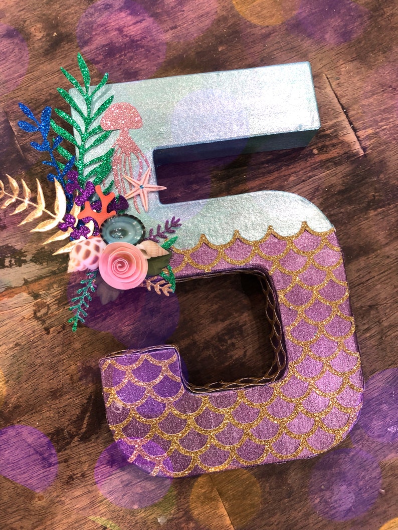 Mermaid Theme Number Photo Prop. Mermaid Party Decoration - Etsy