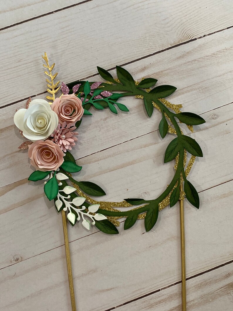 Flower Wreath Birthday Cake Topper | Etsy