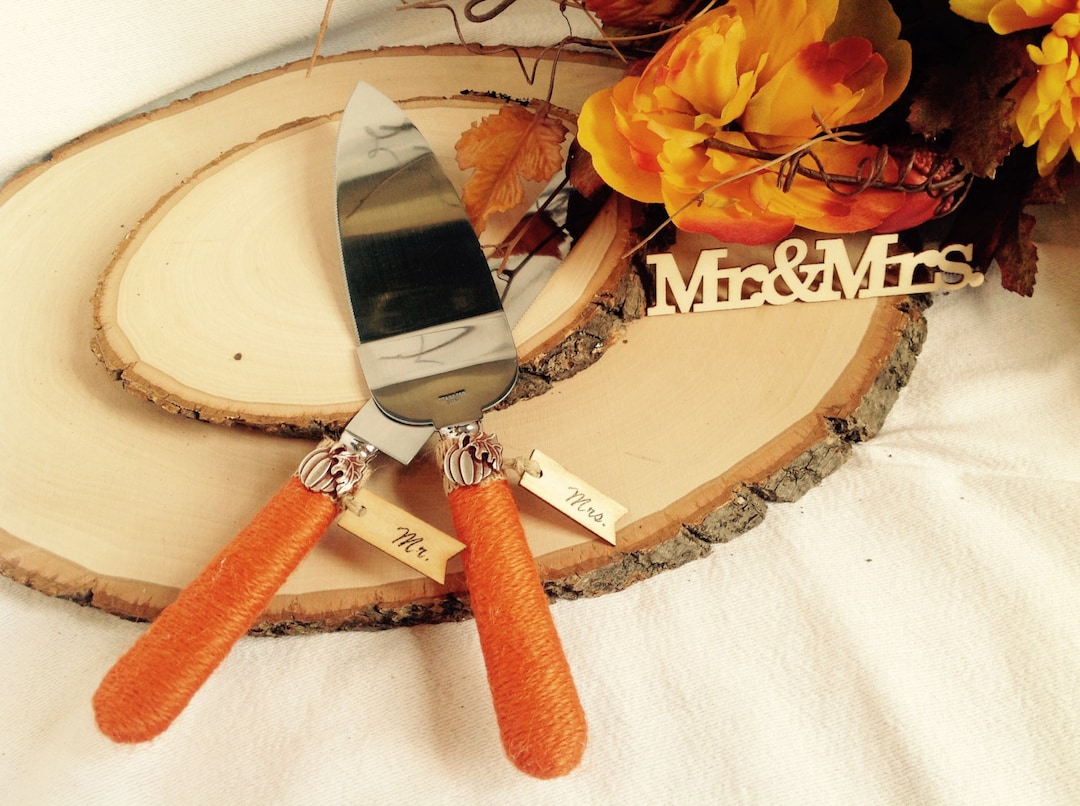 Cake Cutting Set, Fall Wedding Cake Cutting and Serving Set. Rustic or ...