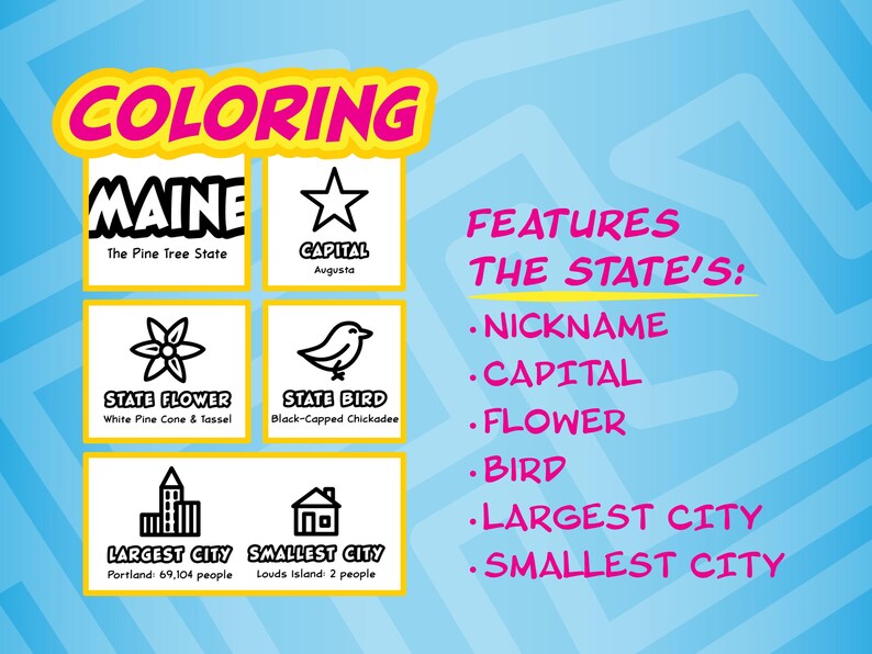 Printable Maze Coloring Page Maine | Educational Classroom Activity for ...