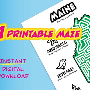 Printable Maze Coloring Page Maine | Educational Classroom Activity for ...