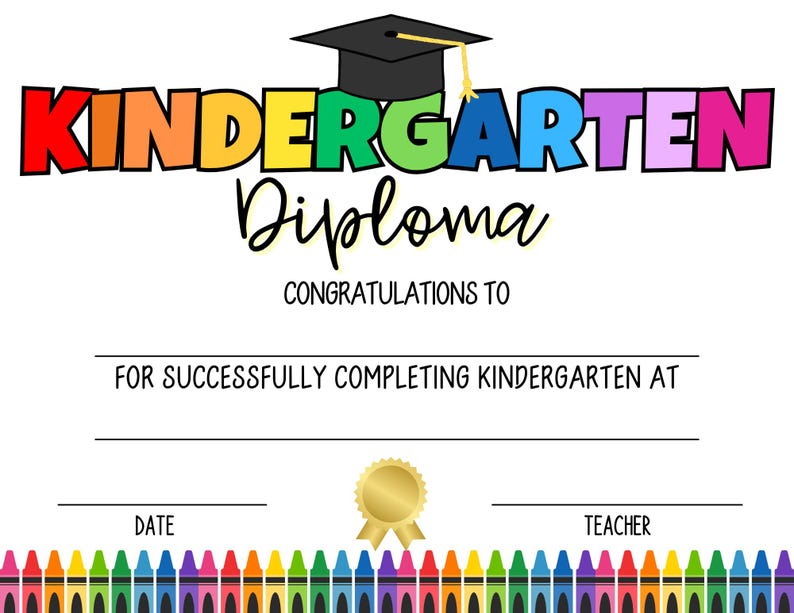 EDITABLE Kindergarten Graduation Diploma Certificate - Editable ...