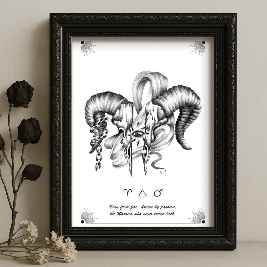 ARIES | Printable Zodiac Sketch | Mystical Astrology Art | Horoscope ...