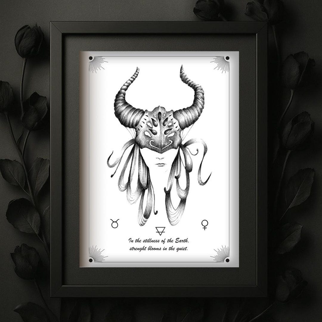 TAURUS | Printable Zodiac Sketch | Mystical Astrology Art |hand-drawn ...