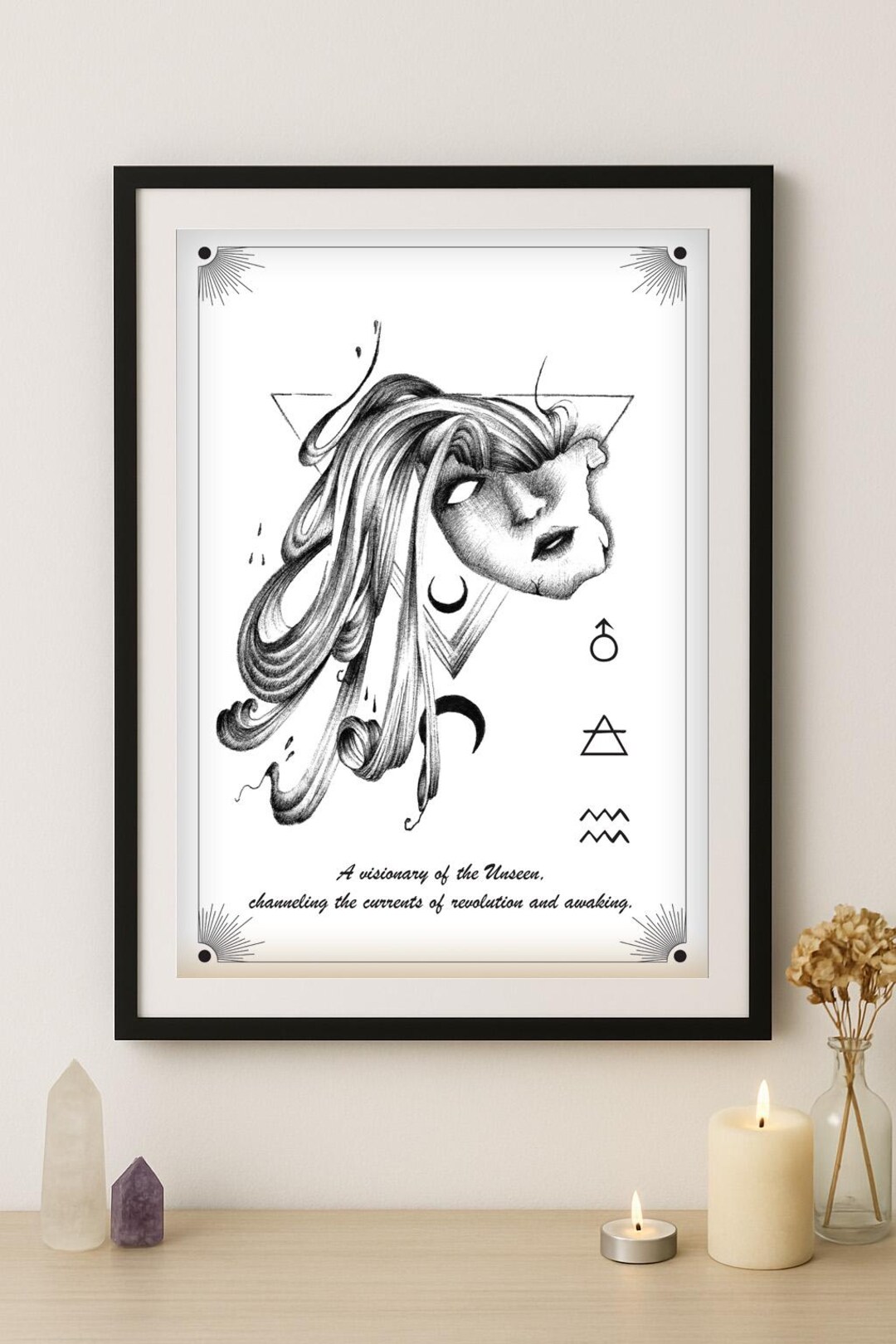 AQUARIUS | Occult Art Print | Surreal Water Bearer Drawing | Broken ...