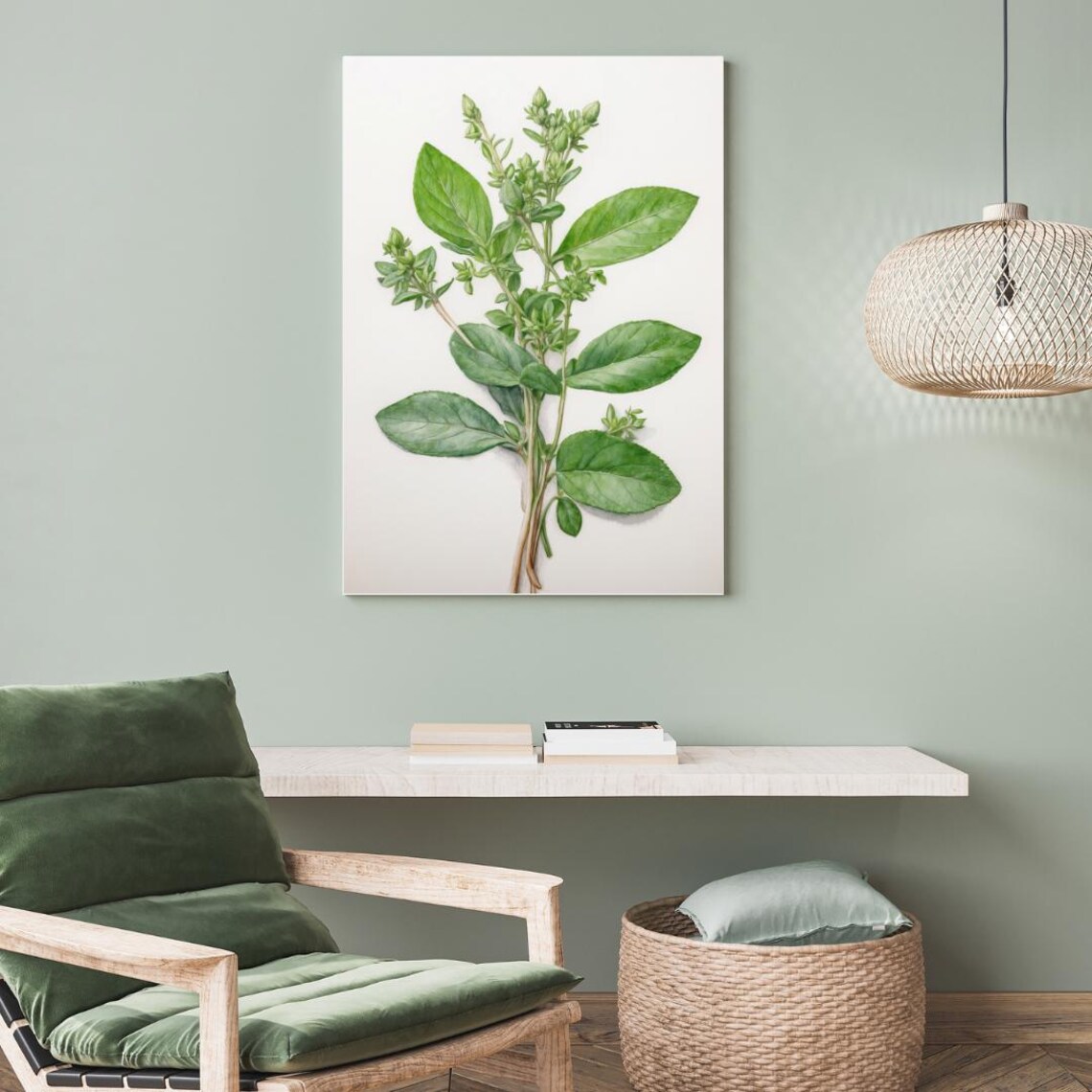 Oregano Herb Wall Art - Watercolor Botanical Print - Kitchen Greenery ...
