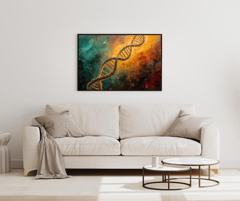 Abstract DNA Strand Wall Art – Modern Science Inspired Digital Painting ...