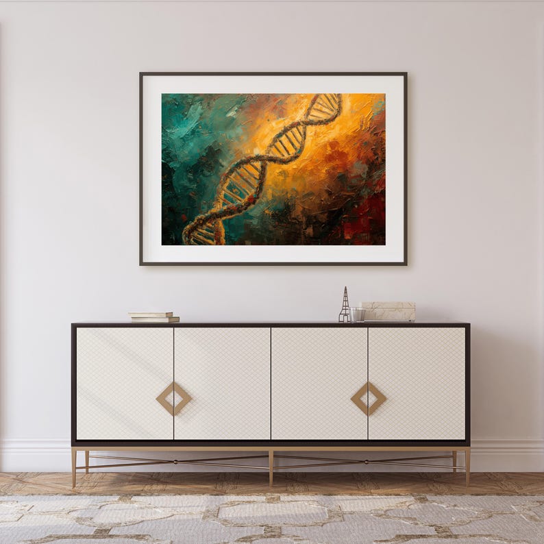 Abstract DNA Strand Wall Art – Modern Science Inspired Digital Painting ...