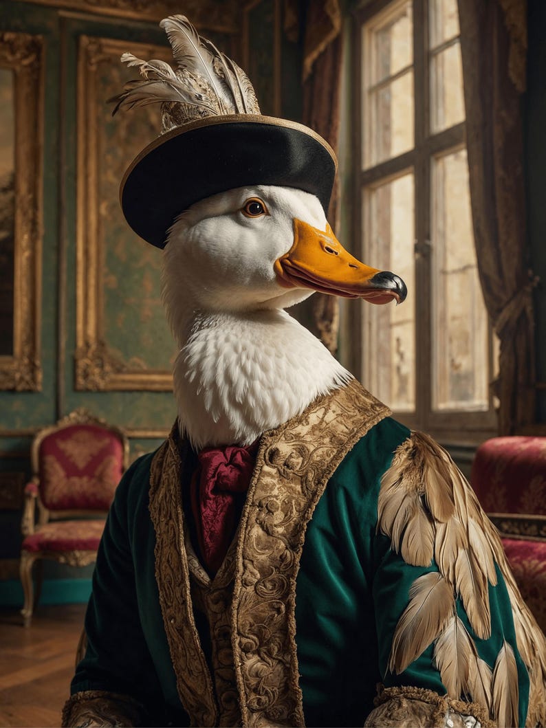 Royal Duck Portrait Printable Wall Art - Renaissance Style Animal Art ...