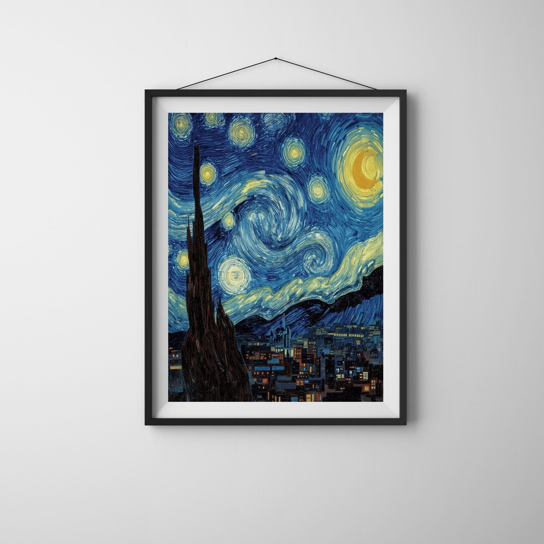 Van Gogh Starry Night Cityscape Oil Painting Art (digital Download) - Etsy