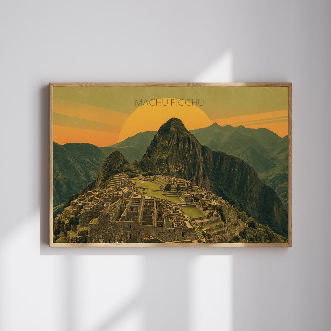 Machu Picchu Retro Poster – Vintage Peru Travel Wall Art – Inca Ruins ...