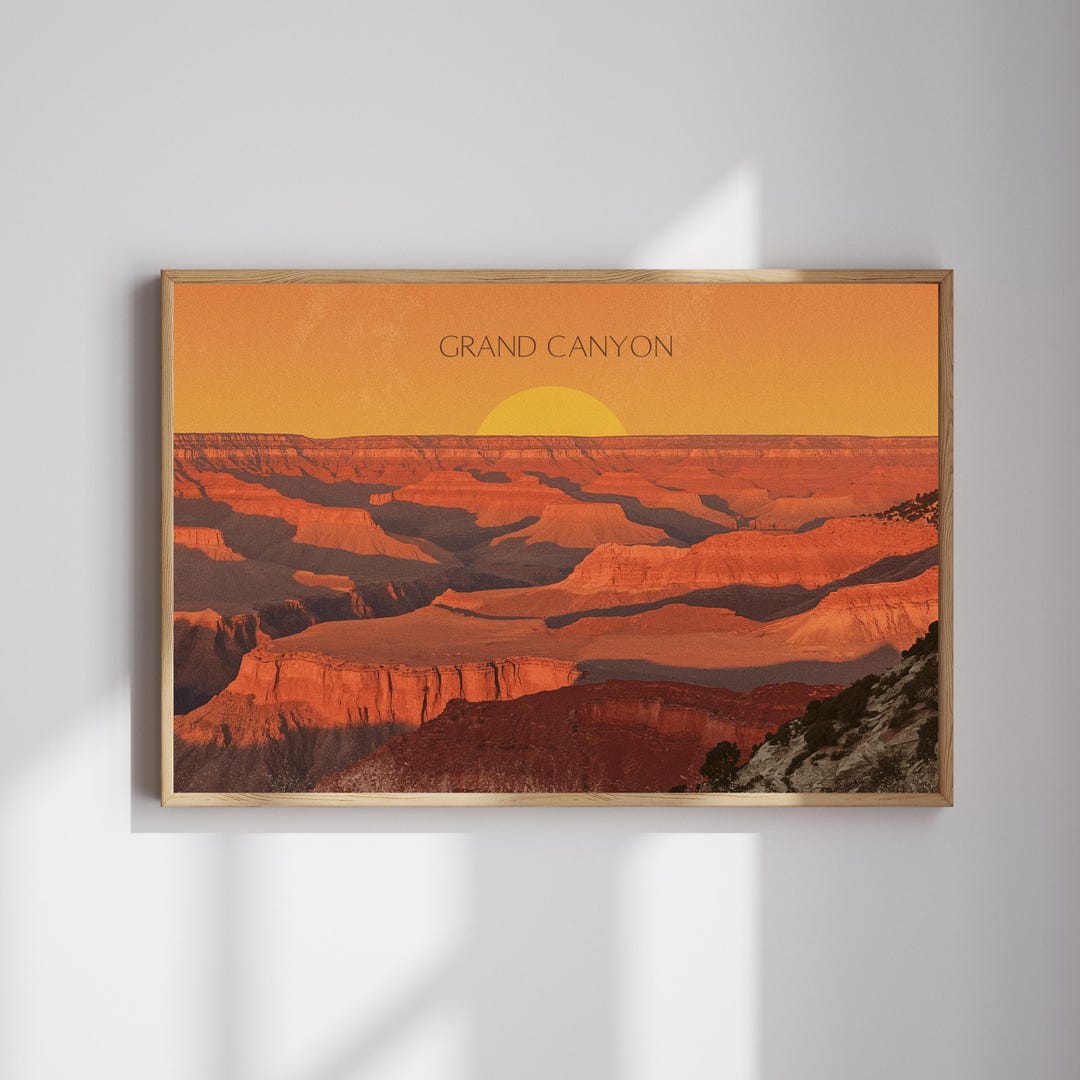 Grand Canyon Retro Poster – Vintage Travel Wall Art – Rustic Canyon ...