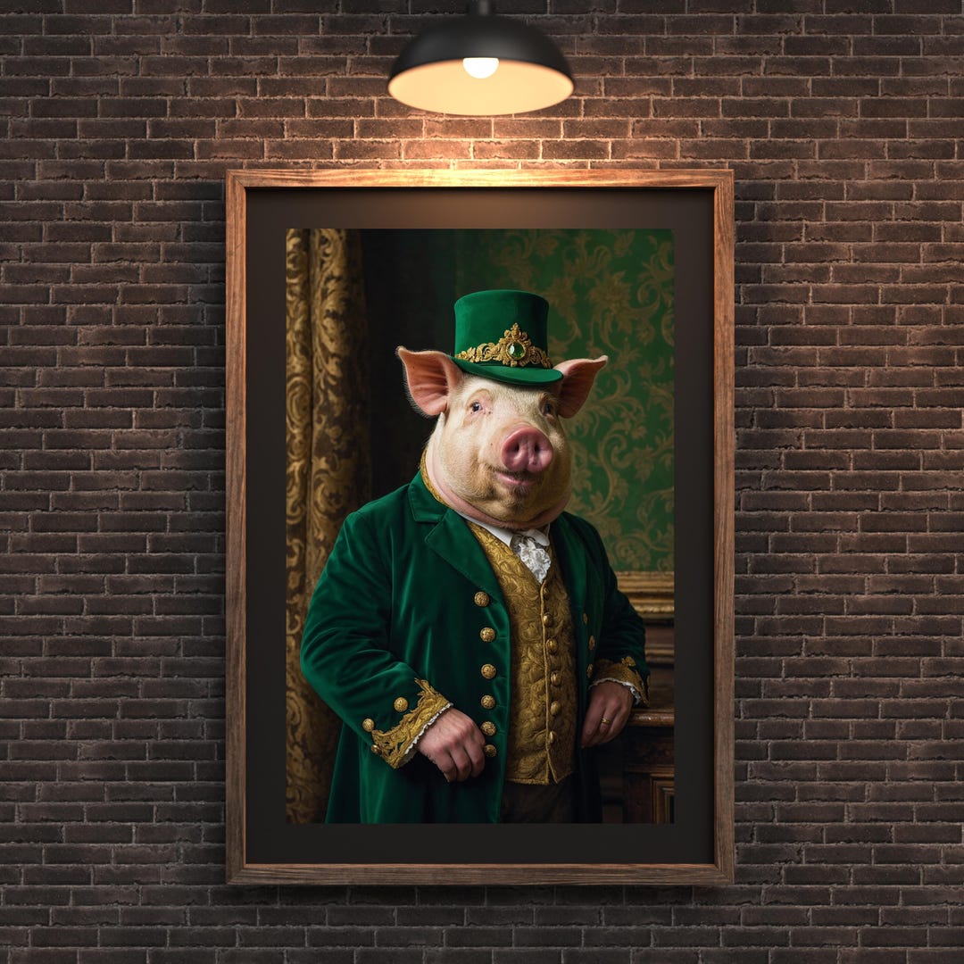 Royal Noble Pig Portrait Printable Wall Art - Renaissance Style Animal ...