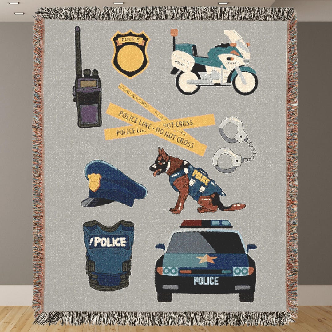 Police Collage Woven Blanket - Personalized Police Officer Gift ...