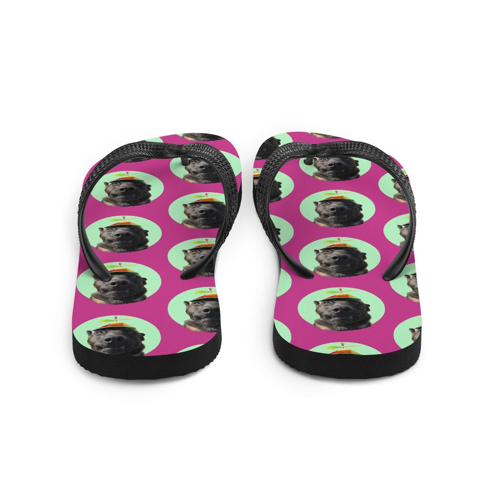 Black Lab Flip Flops Funny Dog Black Dog in Beanie Dog Lover - Etsy