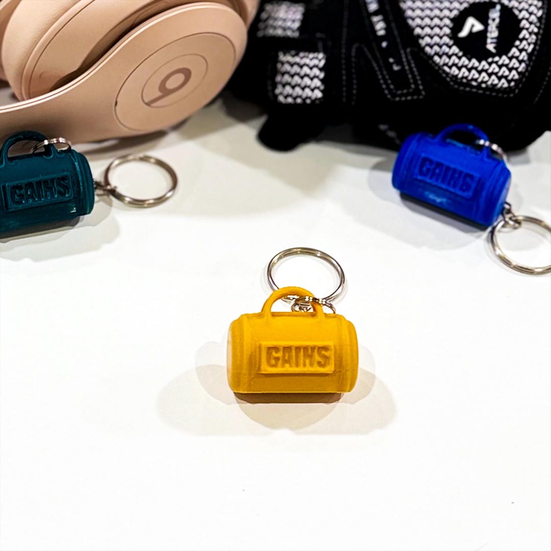 Gym Bag "gains" Keychain - 3D Printed Fitness Gift, Fun Key Ring for ...