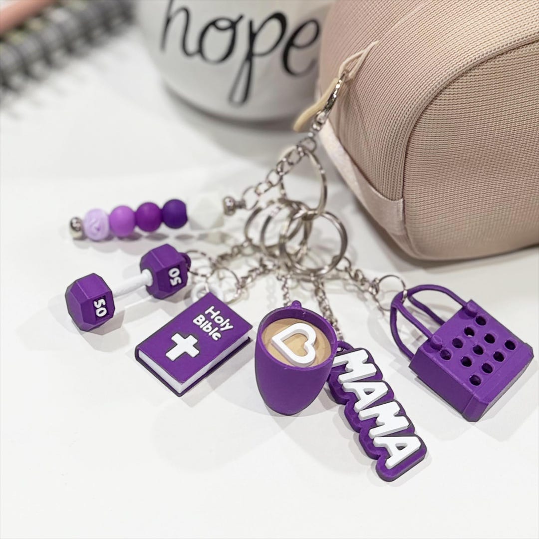 Faith & Fitness MAMA Keychain Set - Inspirational Gift for Moms, Faith ...