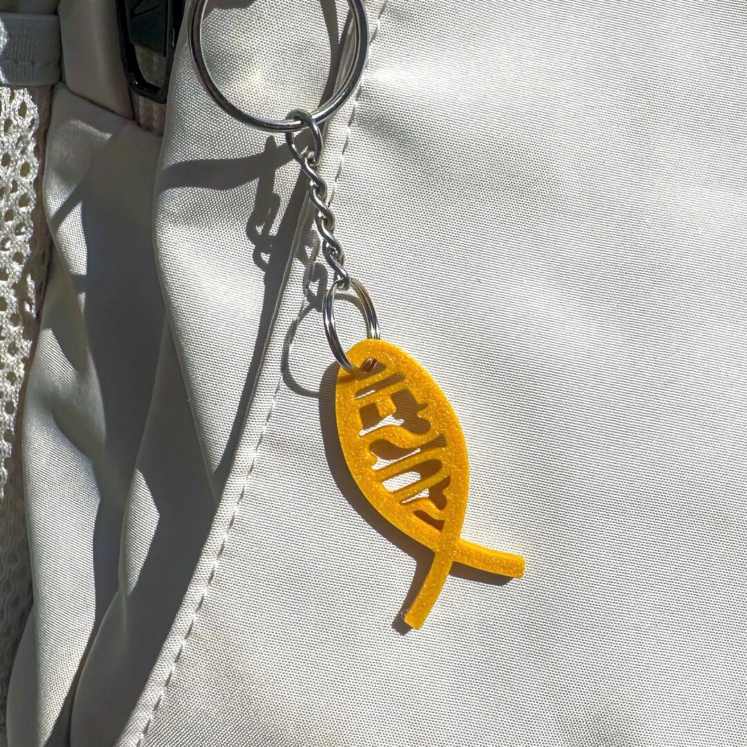 Jesus Fish Keychain – 3D Printed Religious Keychain – Faith Gift for ...