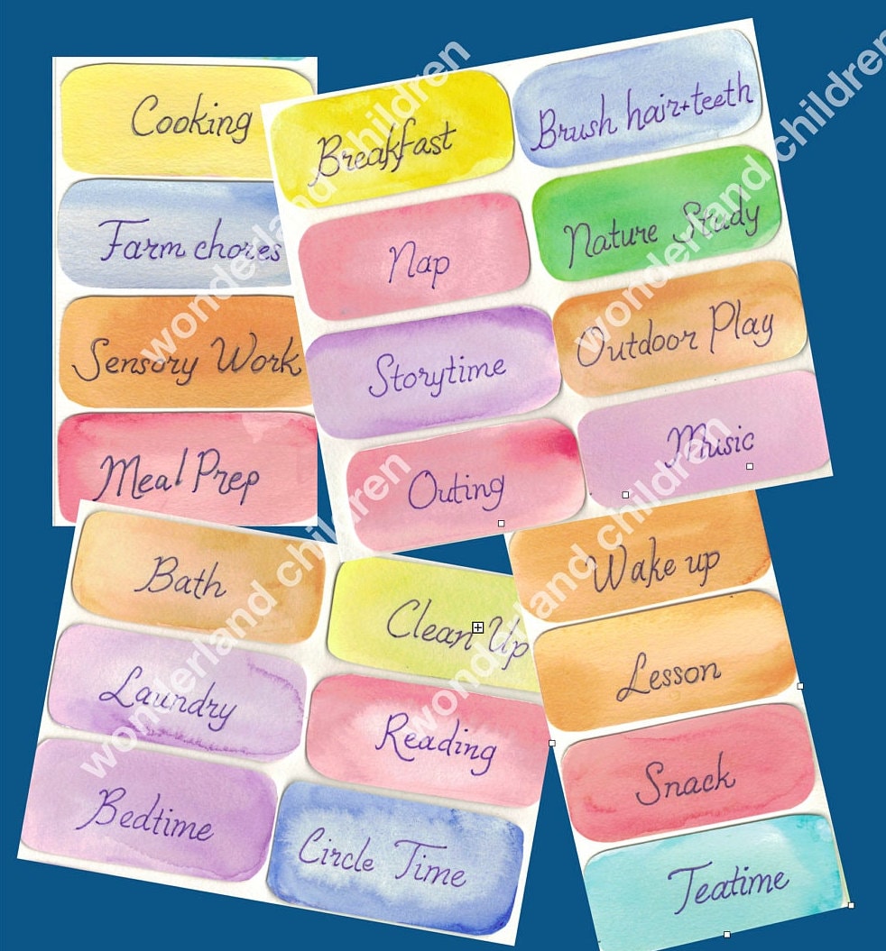 Daily Rhythm Chart Printable Planner Schedule Watercolor Digital ...